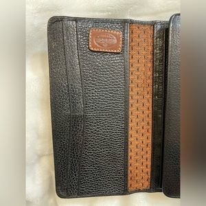 Fossil | Bags | Vintage Fossil Wallet Trifold Checkbook Black Pebbled ...